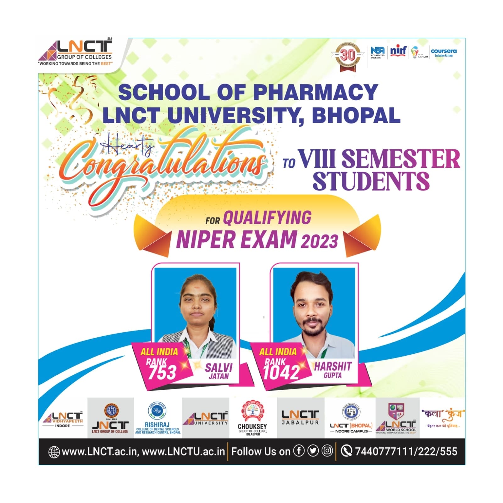 incredible Students on acing the NIPER Exam - LNCT University